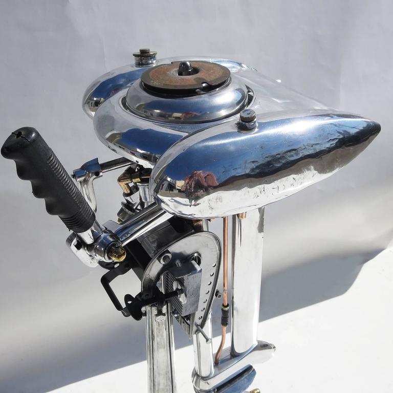 Waterwitch Art Deco Streamlined Outboard Motor in Polished Condition at ...