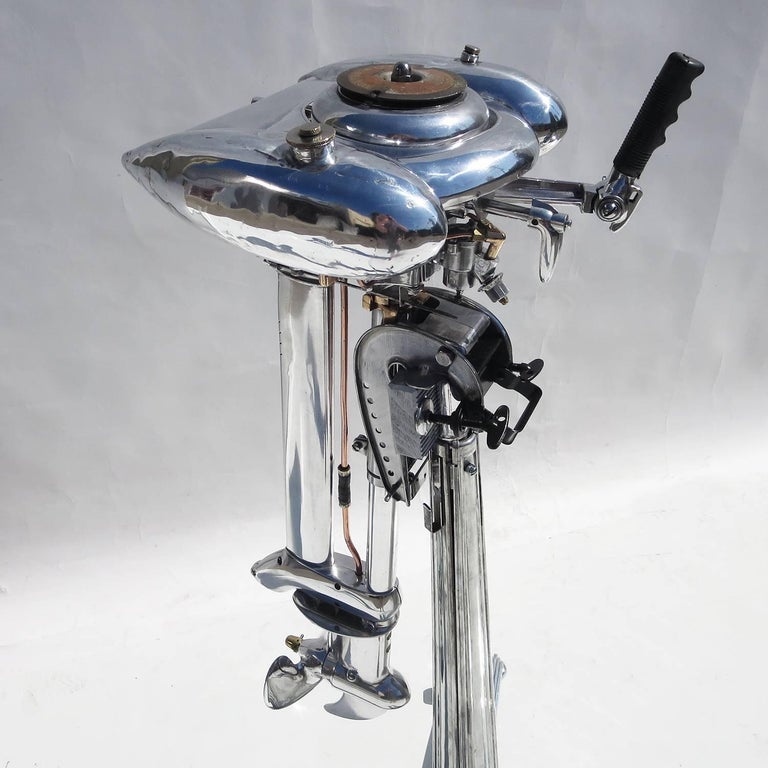 Waterwitch Art Deco Streamlined Outboard Motor in Polished Condition at ...