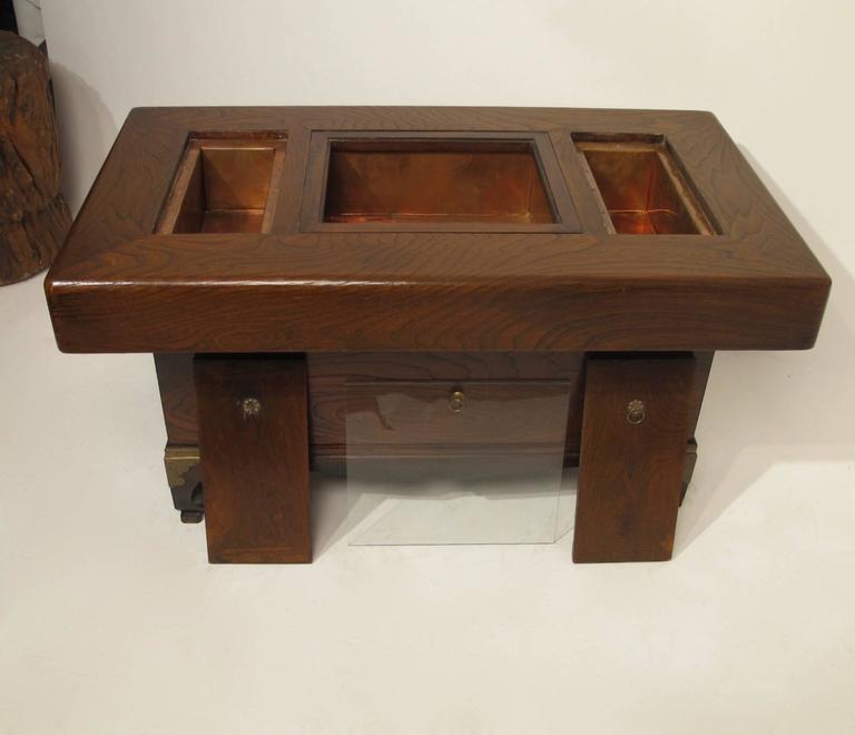 Japanese Kiri Wood Hibachi on Stand at 1stDibs