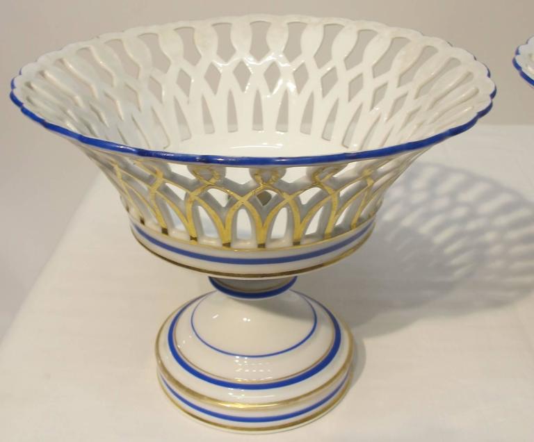 Old Paris Porcelain Reticulated Baskets Pair at 1stDibs | porcelain baskets