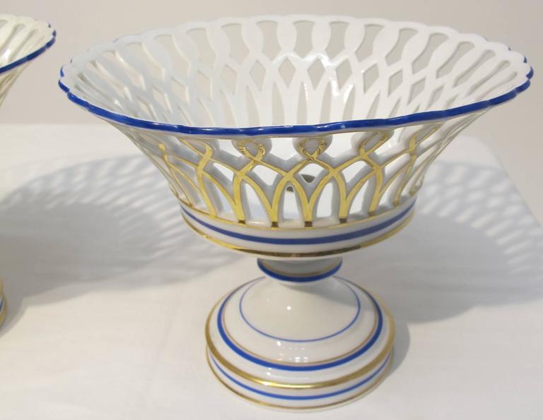 Old Paris Porcelain Reticulated Baskets Pair at 1stDibs | porcelain baskets