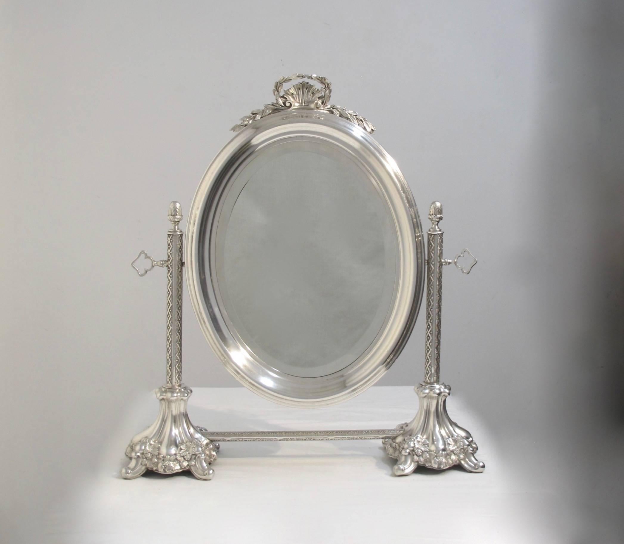 Silver Plate Vanity Mirror at 1stDibs