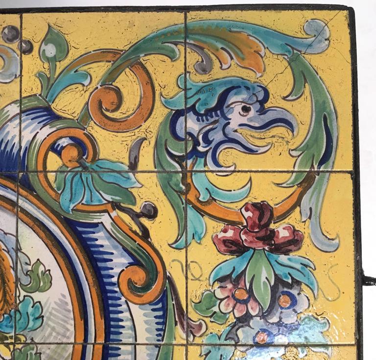 Hand-Wrought Iron Table with Spanish Ceramic Tile Top at 1stDibs ...