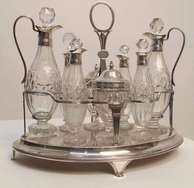 English Georgian Sterling and Glass Cruet Set at 1stDibs