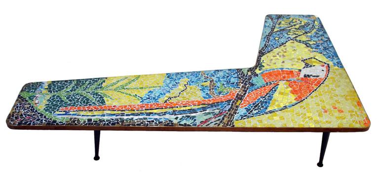 Mid-Century Mosaic Tile Parrot Coffee Table at 1stDibs