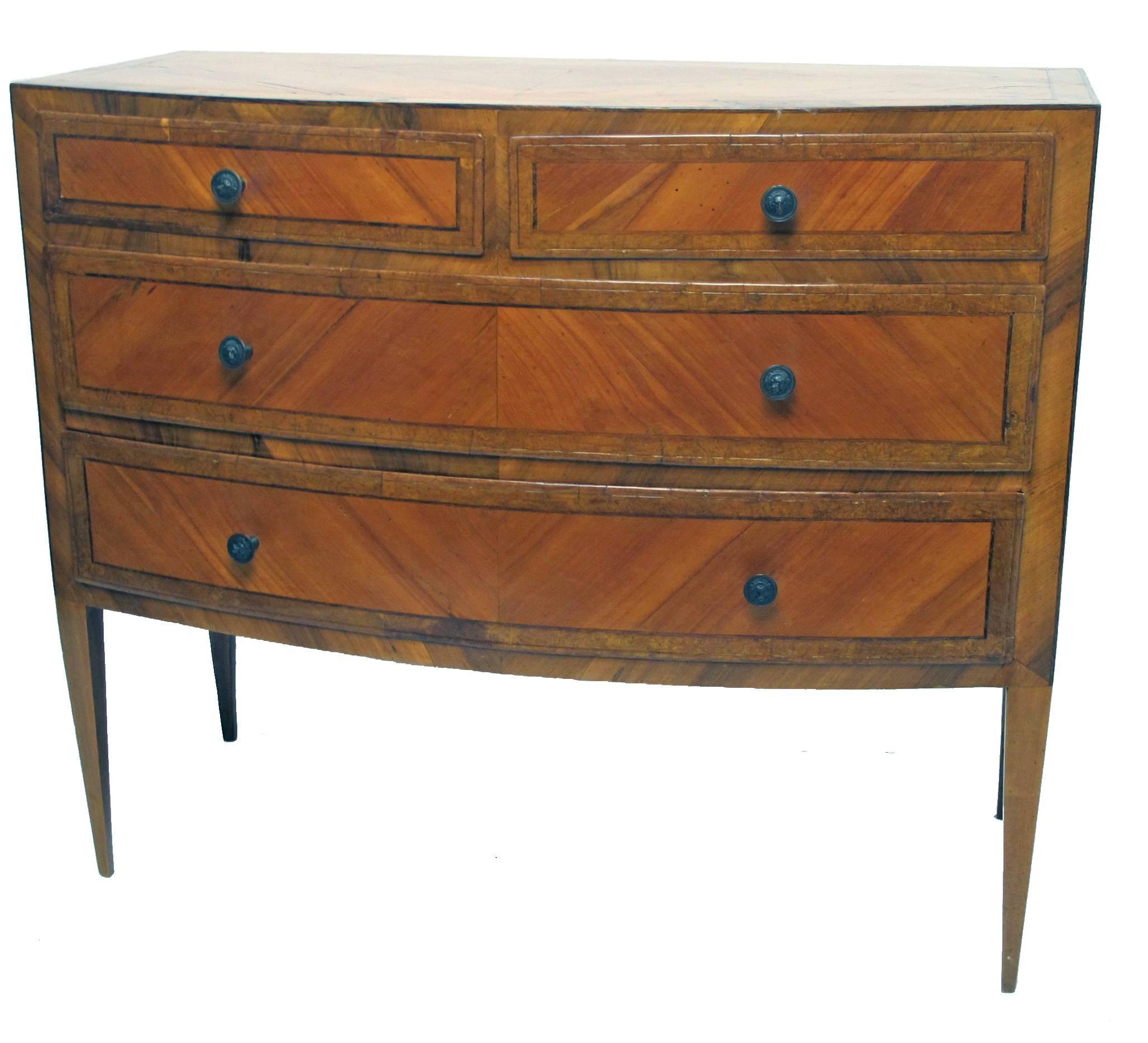 19th Century Italian Blue Lacquered Wood Chest of Drawers at 1stDibs