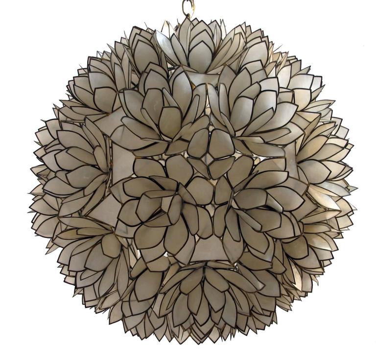 Large Capiz Shell Pendant Light Fixture at 1stDibs