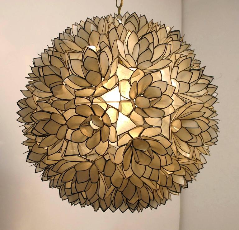 Large Capiz Shell Pendant Light Fixture at 1stDibs