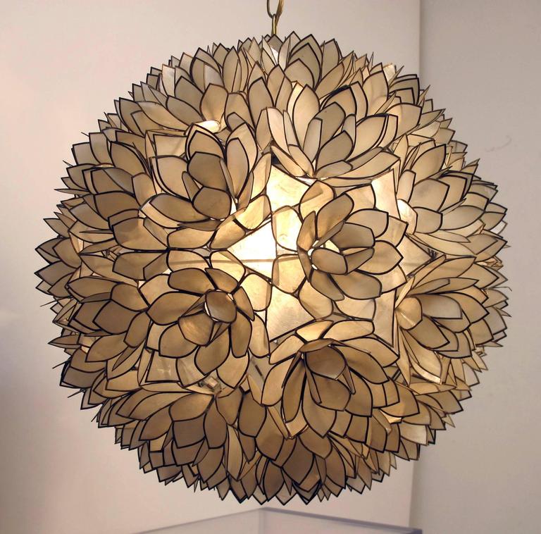 Large Capiz Shell Pendant Light Fixture at 1stDibs