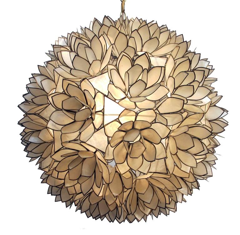 Large Capiz Shell Pendant Light Fixture at 1stDibs
