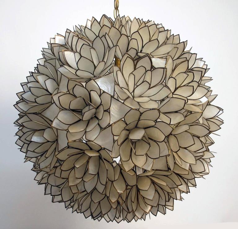 Large Capiz Shell Pendant Light Fixture at 1stDibs