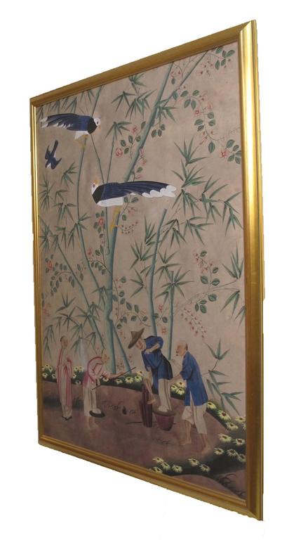 Framed Chinese Wall Paper Panel at 1stDibs