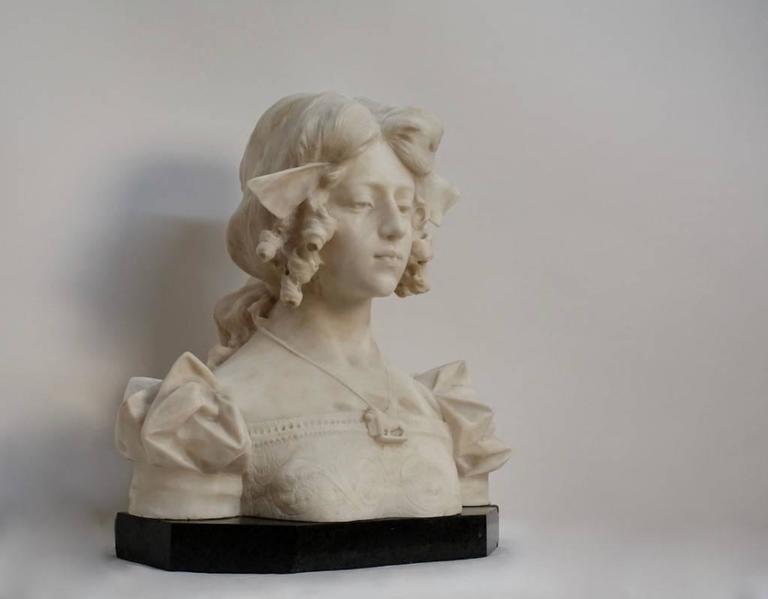 Grand Tour Carrara alabaster bust of Dante's Beatrice, Italian, 19th ...