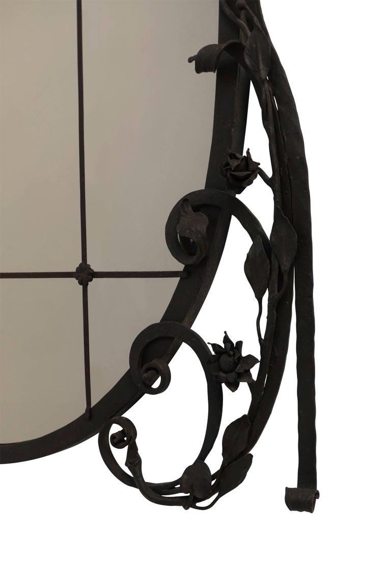 Early 20th century French Hand Wrought Iron mantel Glass Mirror at 1stDibs