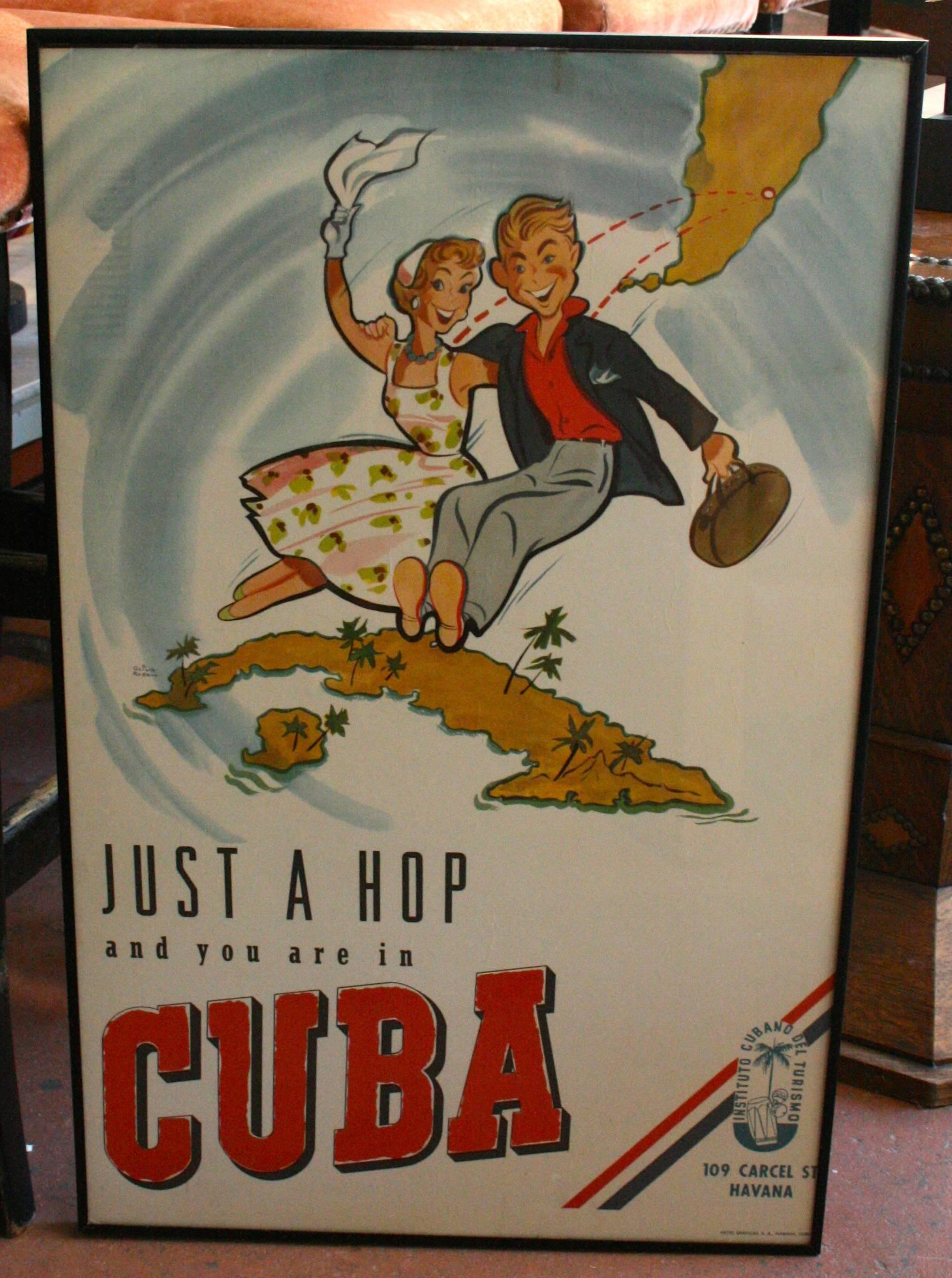 Original Pre-Castro era Cuba Tourism Poster circa 1953 at 1stDibs