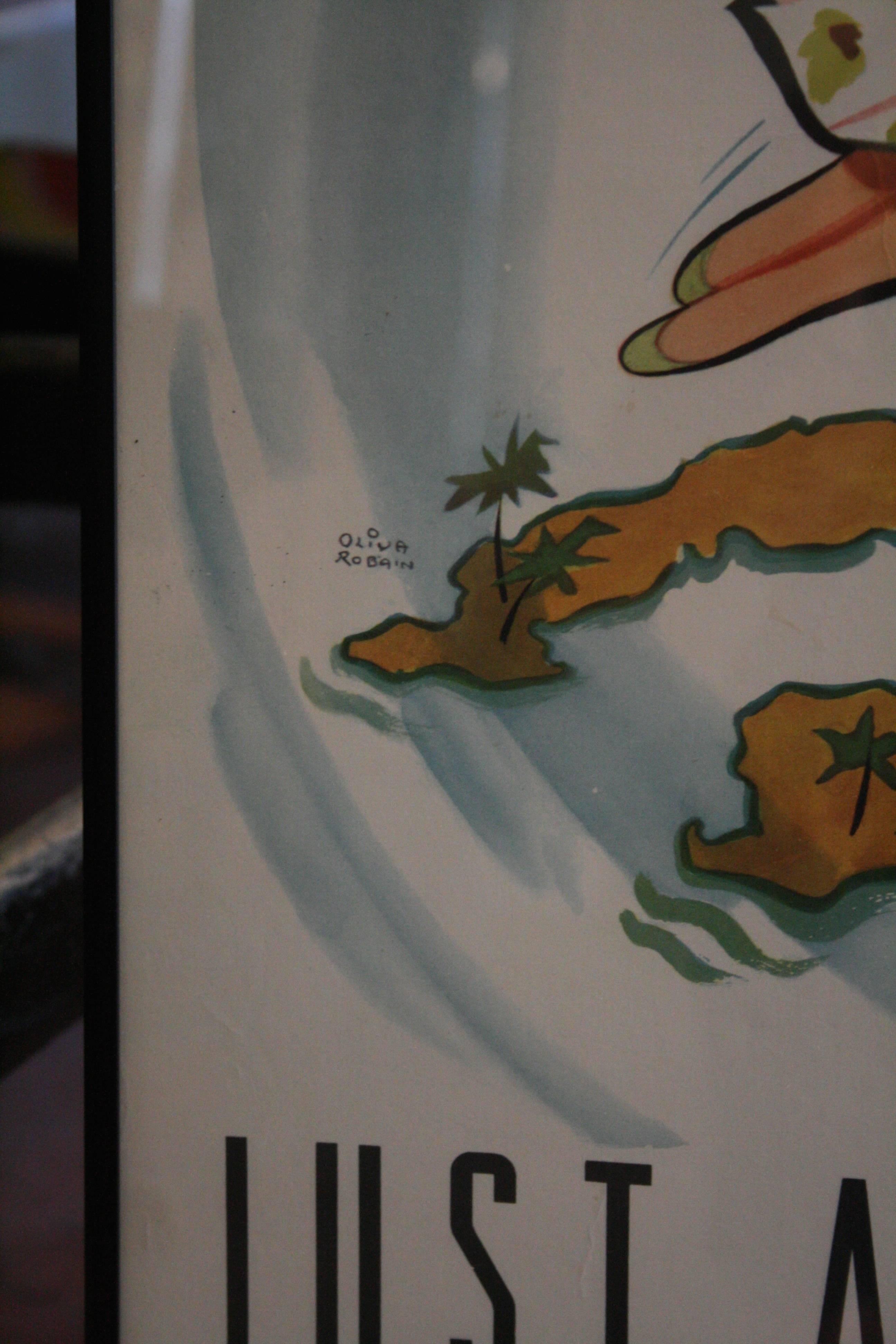 Original Pre-Castro era Cuba Tourism Poster circa 1953 at 1stDibs