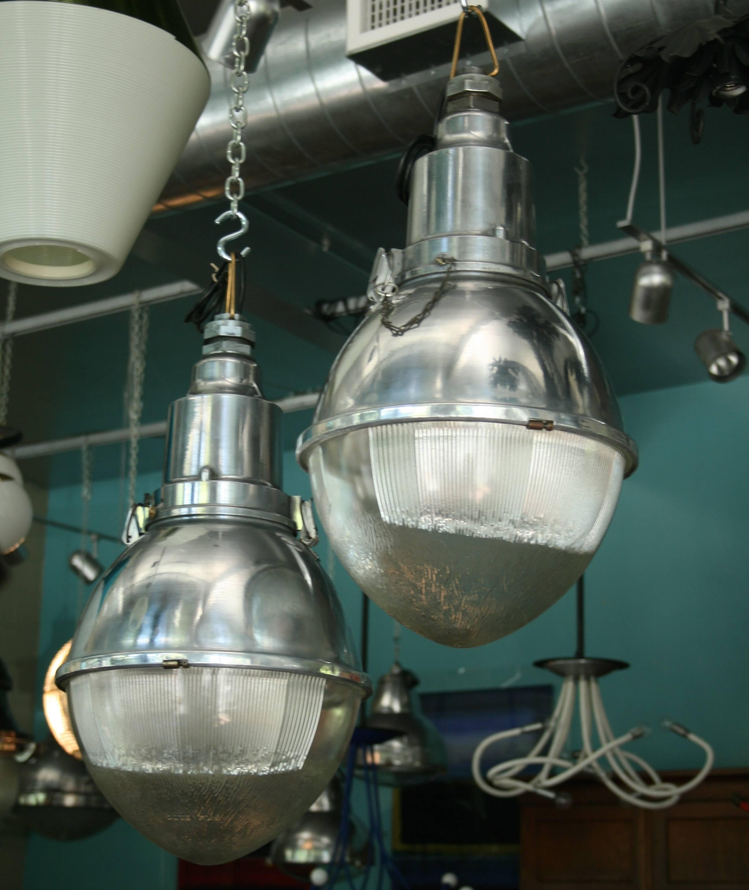 Large 'Cote Rue' Metal and Glass Industrial Pendant Lights at 1stDibs ...