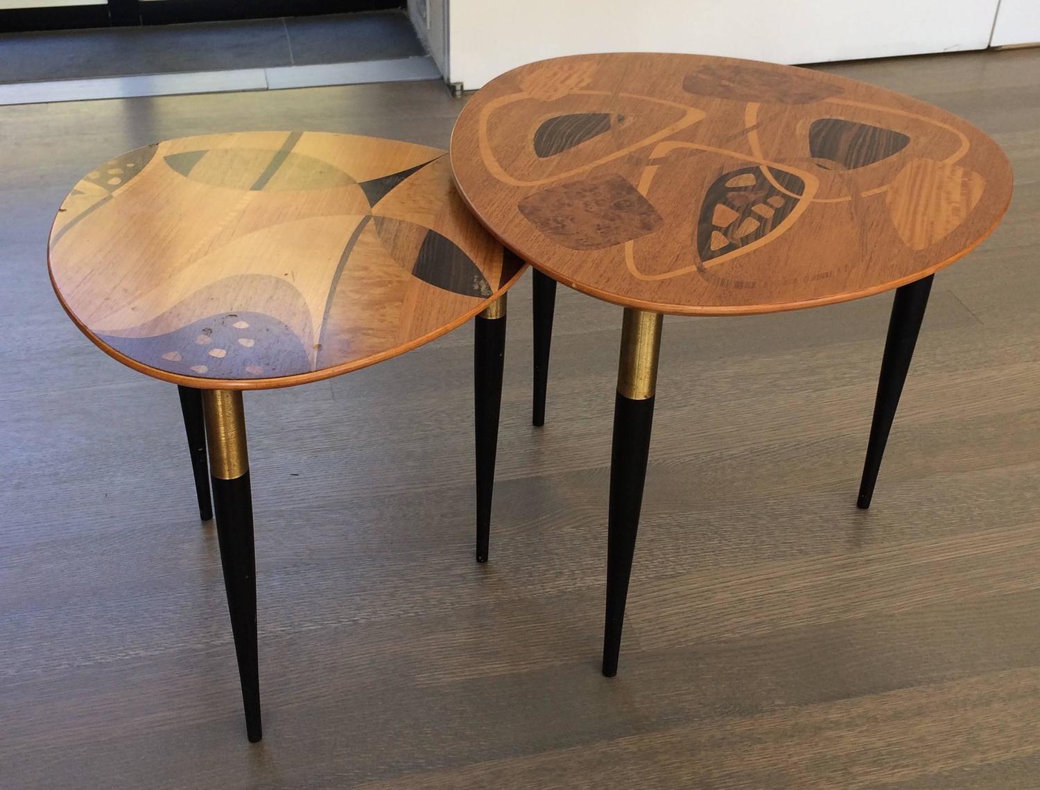 Exotic Wood Inlay Tables with Abstract Designs by Erno Fabry, Sweden ...