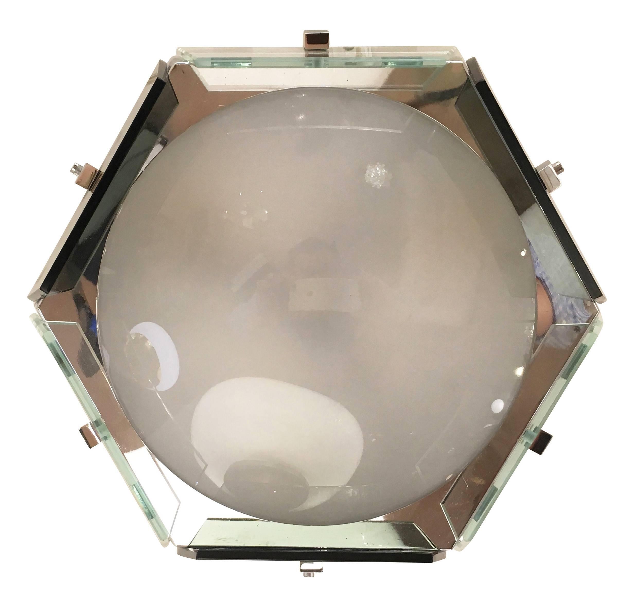 Hexagonal Flush Mount by Veca, Italy, 1960s at 1stDibs