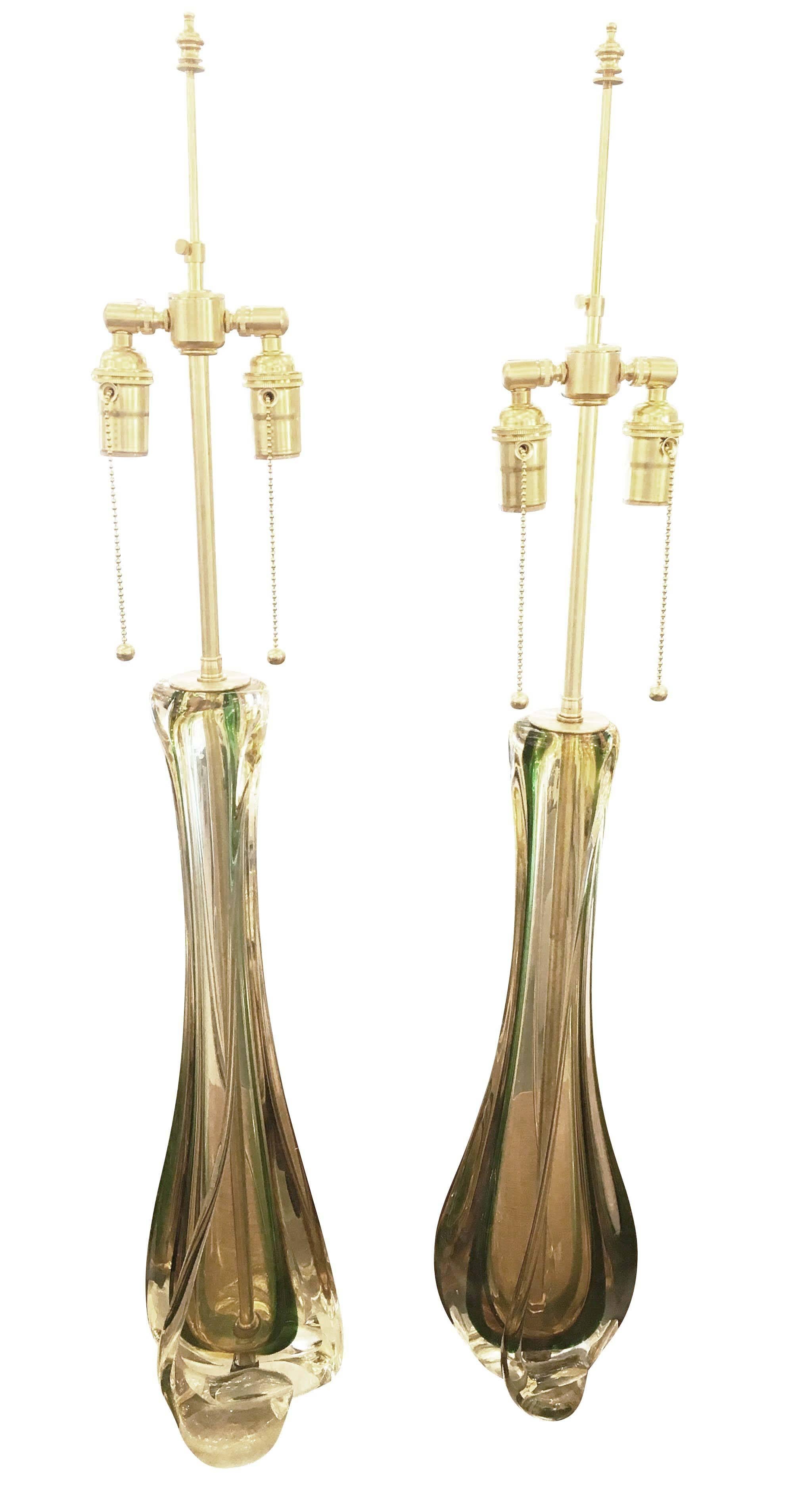 Amber and Green Glass Table Lamps by Val St Lambert at 1stDibs | val st ...