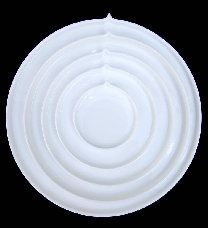 White Geometry Bone China Round Plates by Ann Van Hoey for Serax For ...