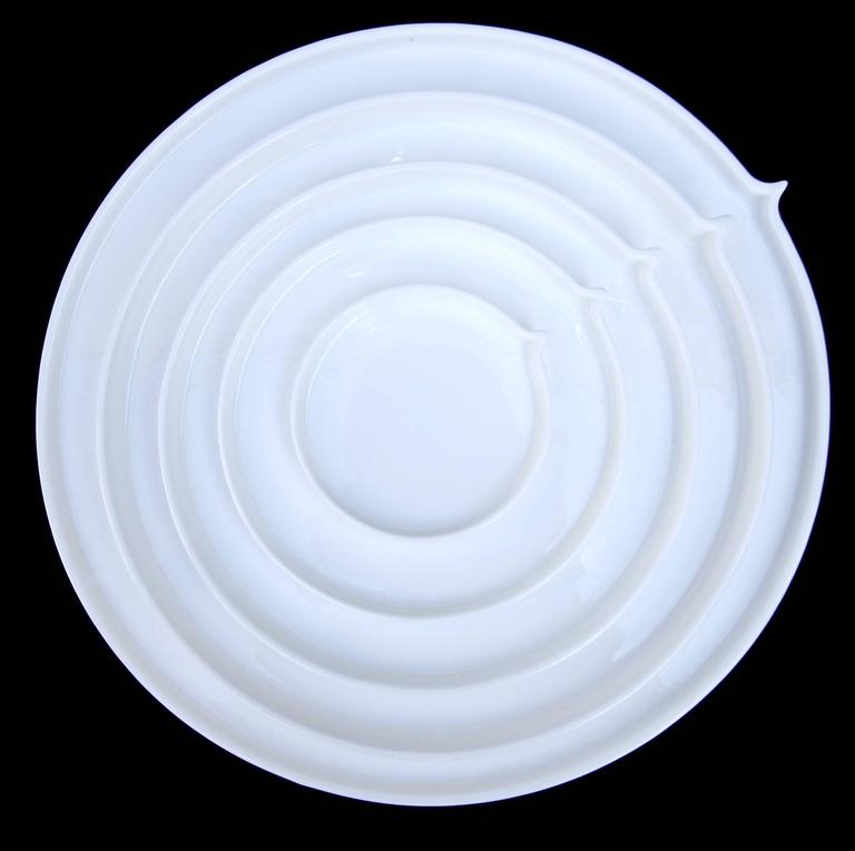 White Geometry Bone China Round Plates by Ann Van Hoey for Serax For ...