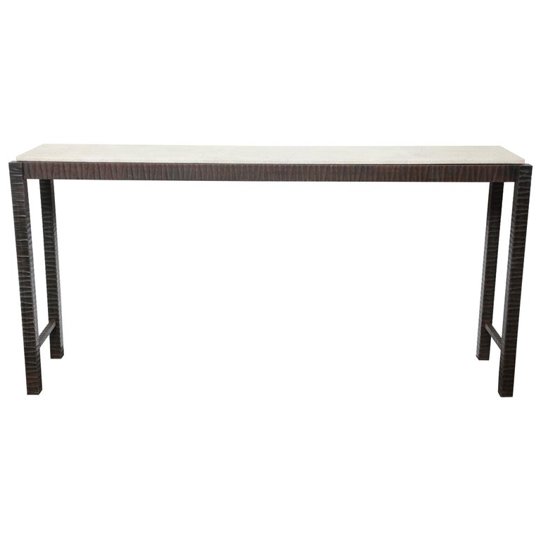 Shagreen Embossed Edelman Leather Console For Sale at 1stDibs
