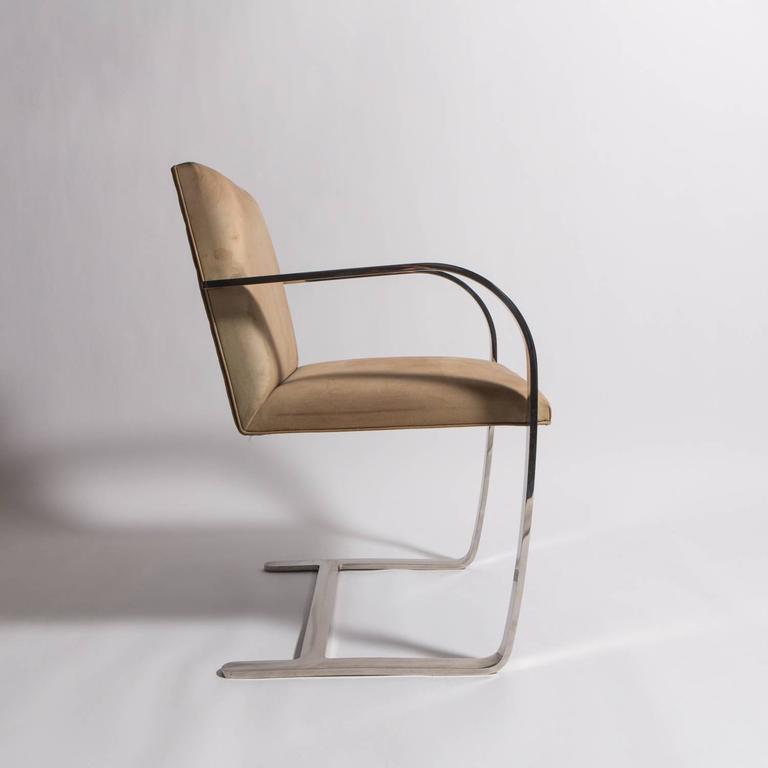 Brno Chair with Original Suede Upholstery and Chrome Frame by Mies Van ...