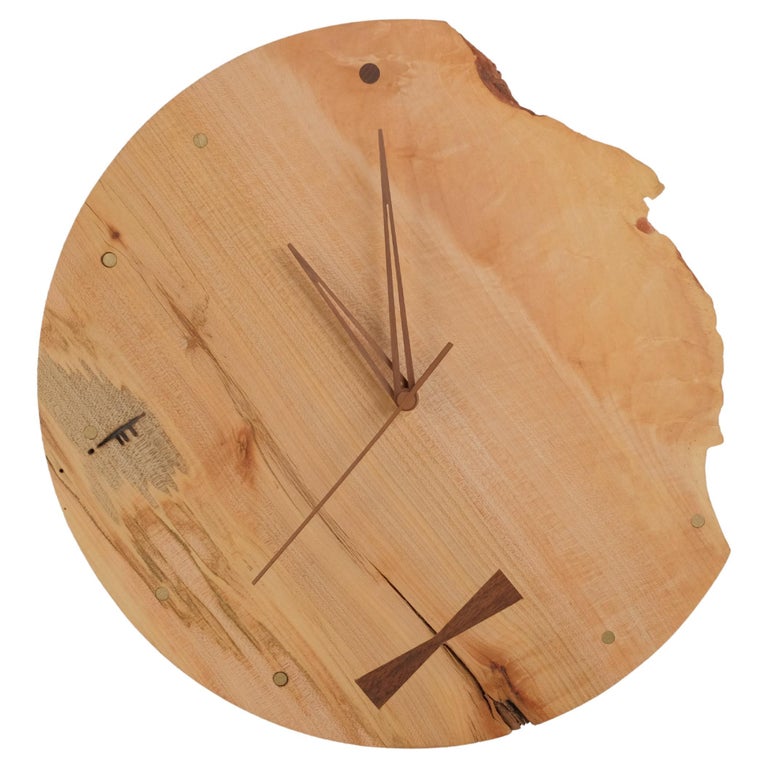 Live Edge Maple Wall Clock For Sale at 1stDibs