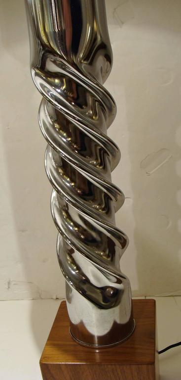 Pair of Mid-Century Chrome "Twist" Table Lamps For Sale at 1stDibs
