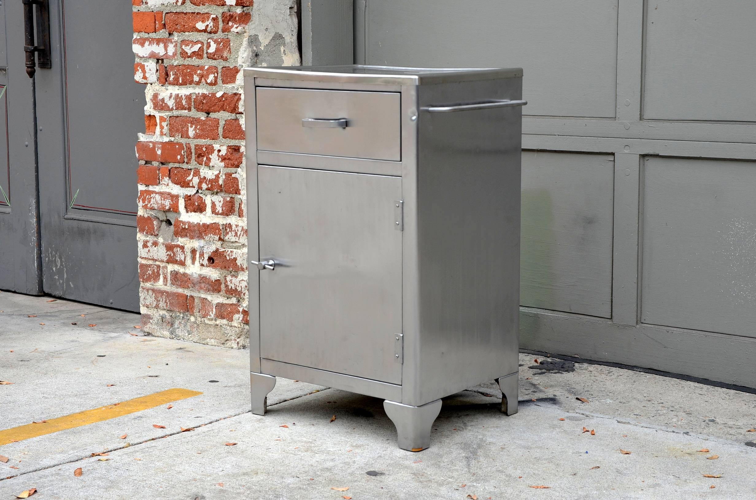 Pair of Polished Steel Industrial Metal Nightstands at 1stDibs
