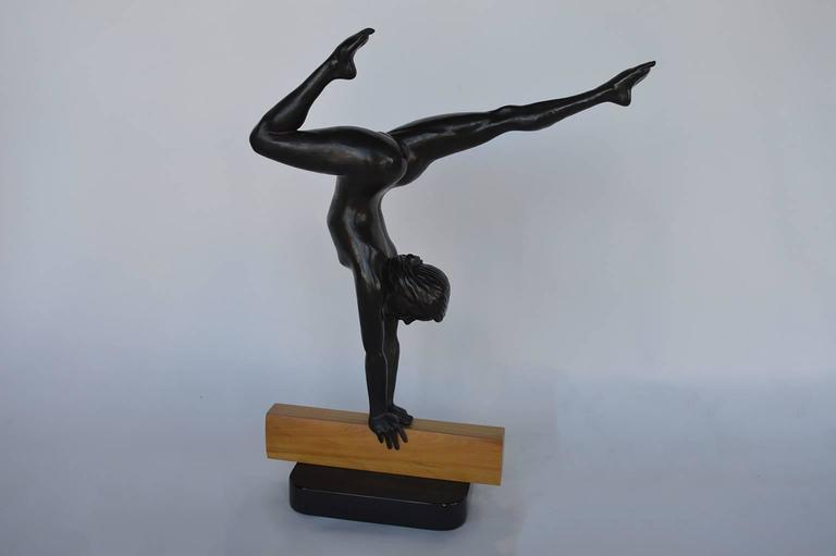 Art Deco Bronze Gymnast Sculpture at 1stDibs