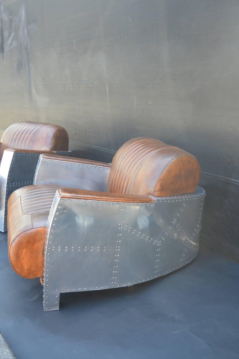 Pair of Riveted Aviator Chairs at 1stDibs