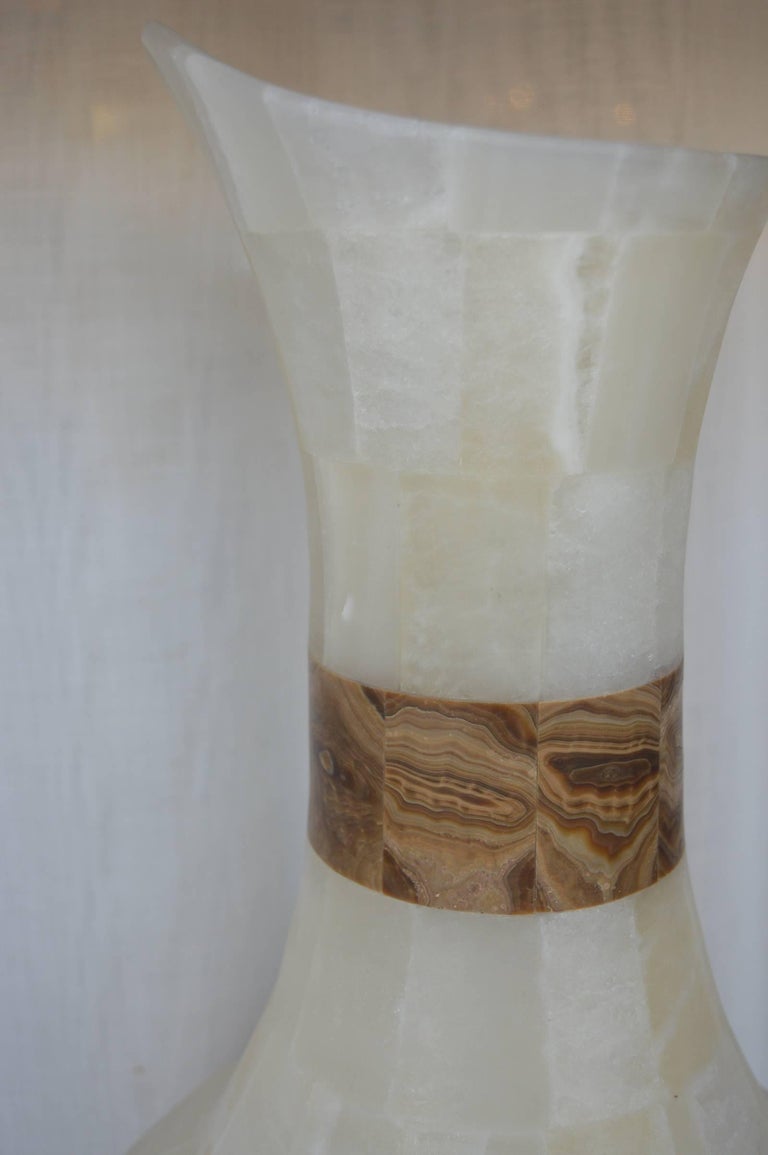Pair of White Onyx Jar Lamps For Sale at 1stDibs