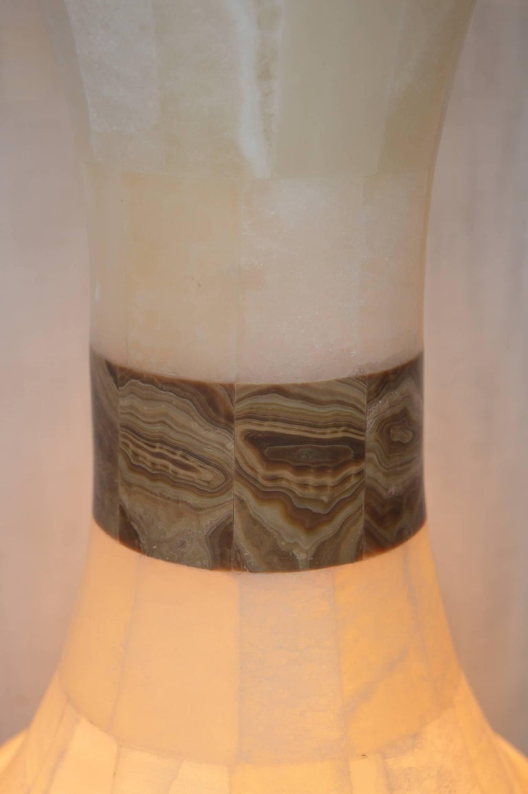 Pair of White Onyx Jar Lamps For Sale at 1stDibs