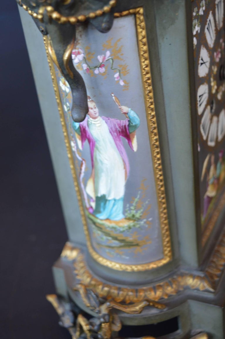 Small French Chinoiserie Clock Set For Sale at 1stDibs