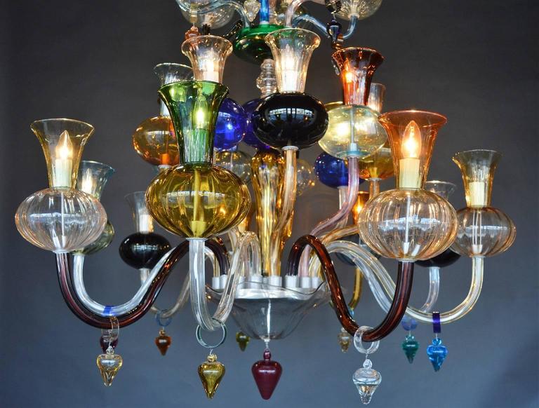 Multicolored Hand Blown Glass Chandelier at 1stDibs | multi colored ...