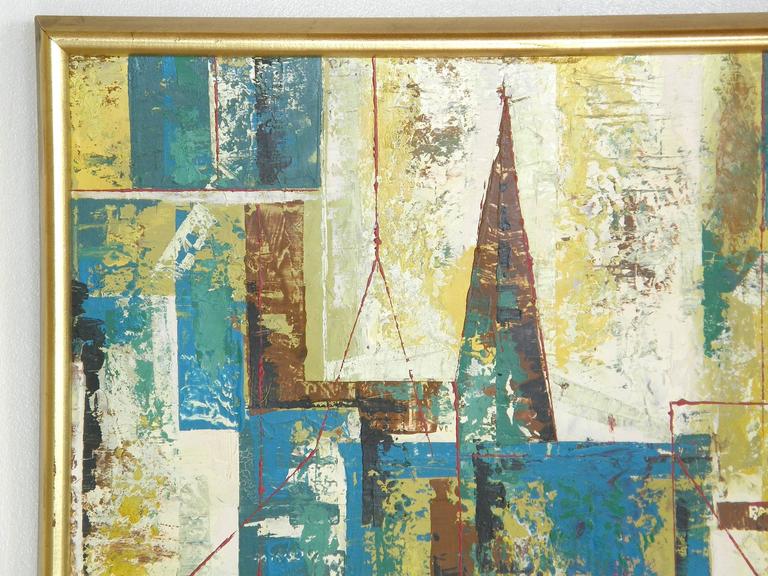 Abstract Cityscape Painting on Board by Chicago Artist William McBride ...