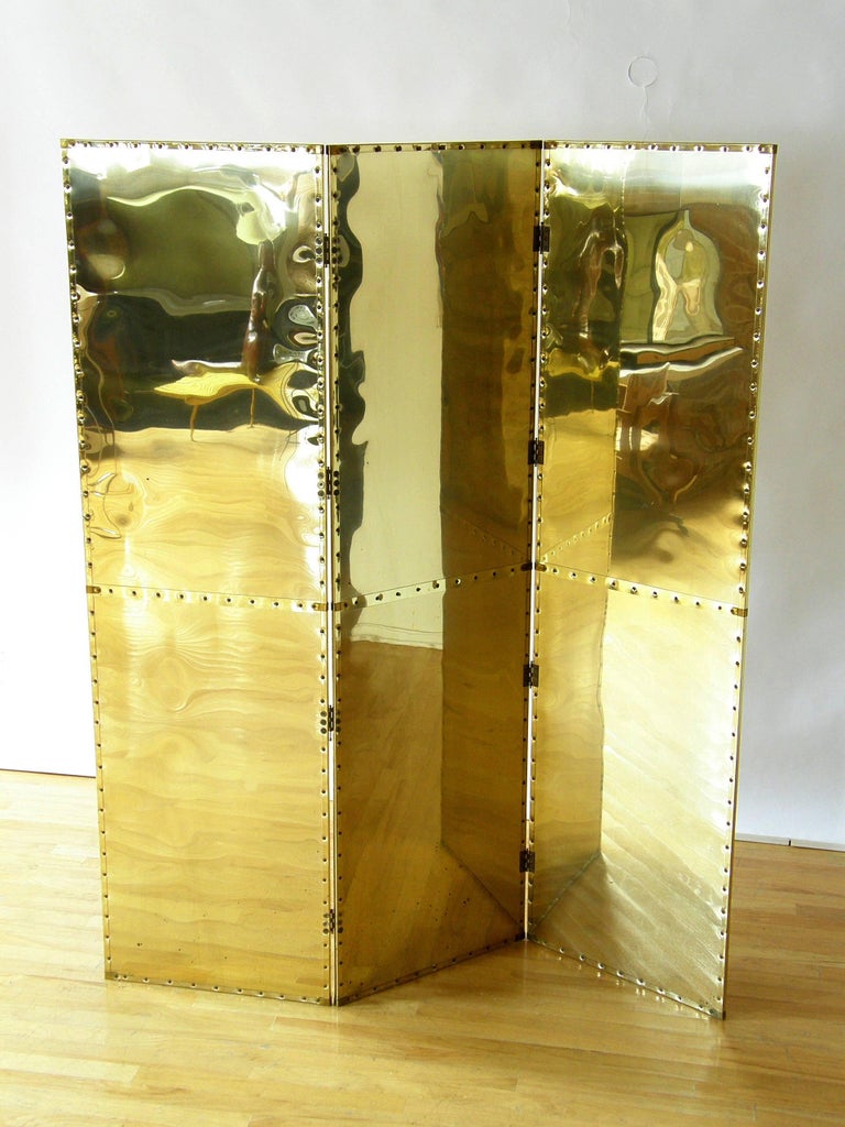 Riveted Brass Folding Screen at 1stDibs