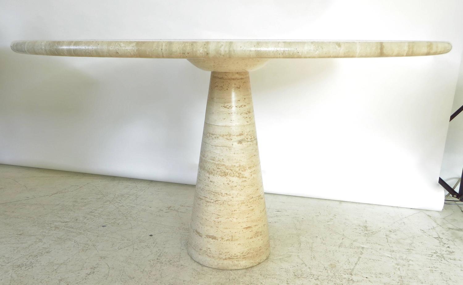 Italian Travertine Round Marble Dining or Center Table For Sale at 1stdibs