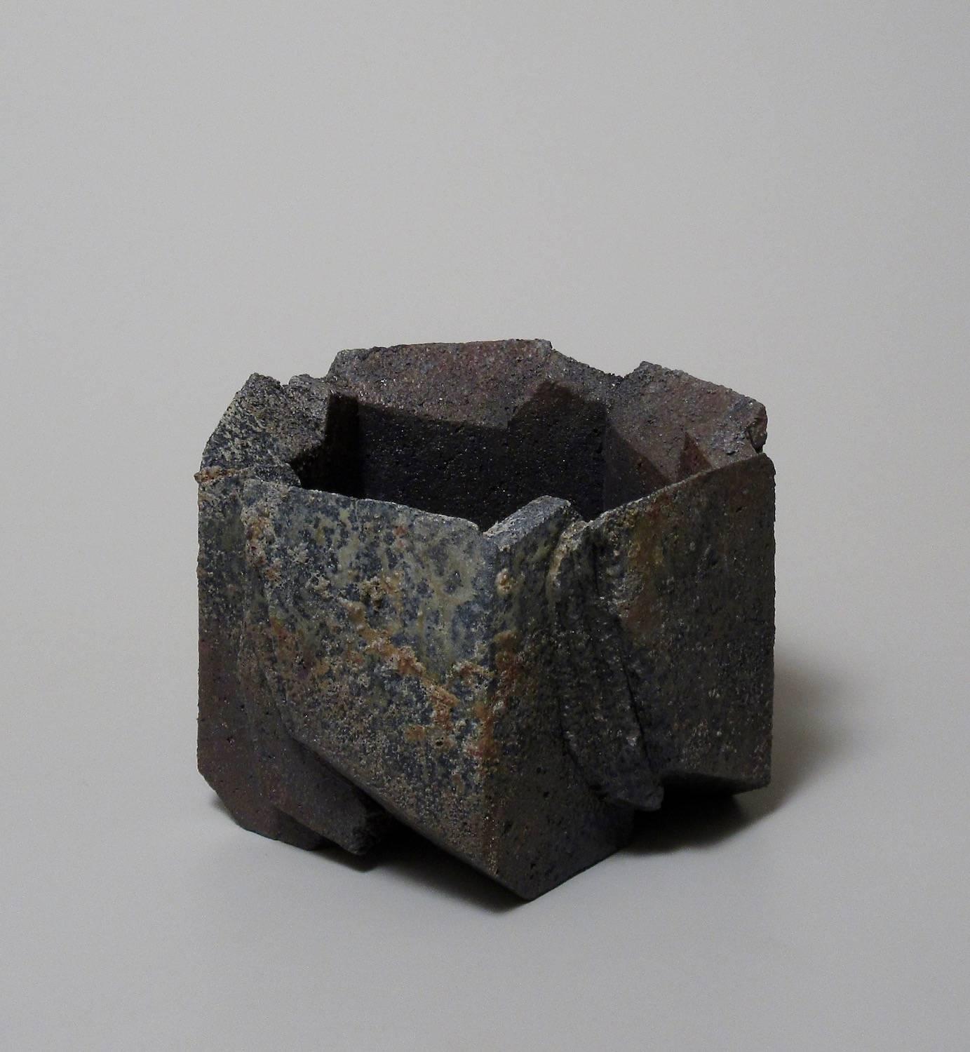 Jonathan Cross Wood Fired Black Stoneware Ceramic Planter For Sale at ...