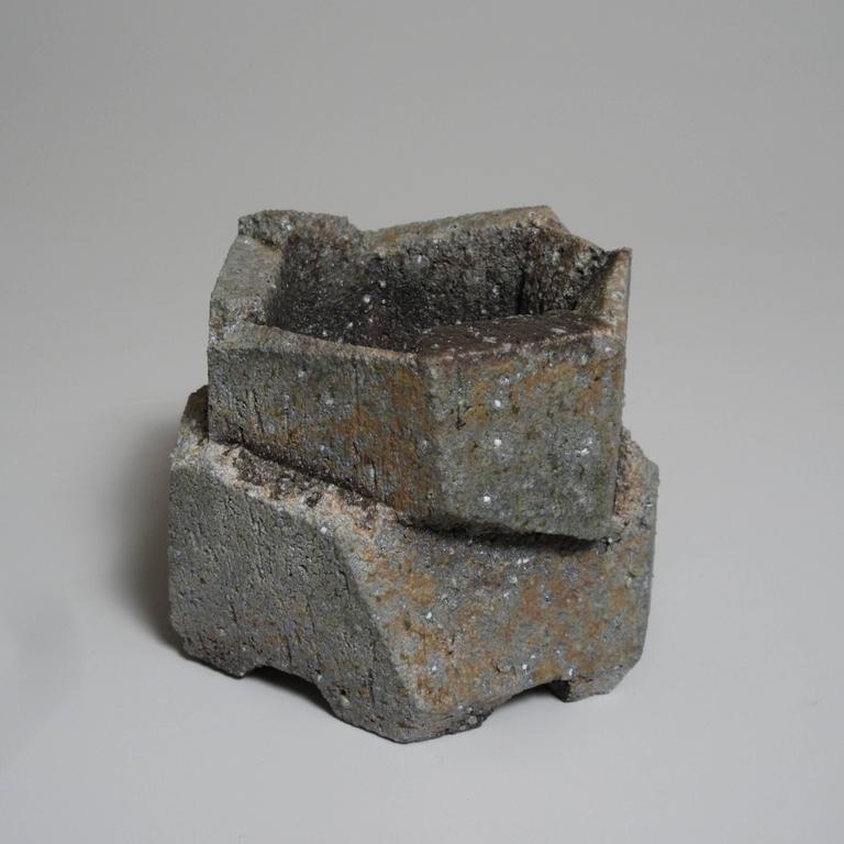 Jonathan Cross Wood Fired Black Stoneware Ceramic Planter For Sale at ...