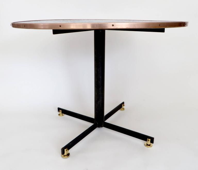 Italian Blue and Gold on Copper Enamel Center or Dining Table ...