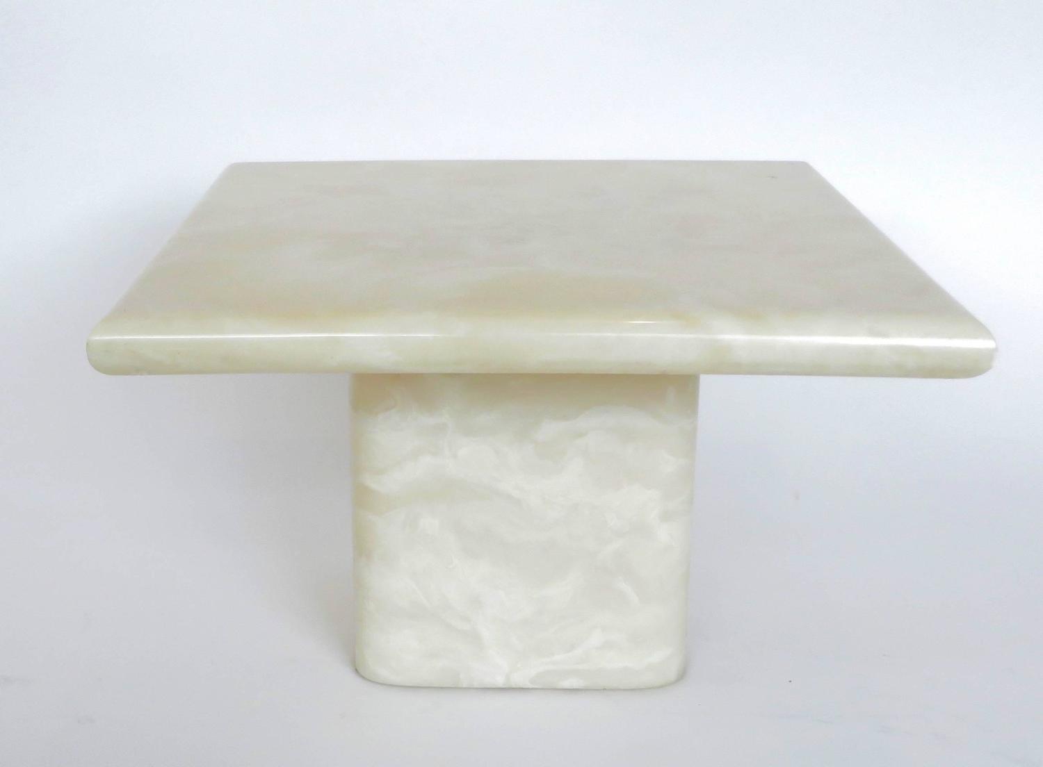 Pair of Cream Ivory Cultured Marble Low Side or Coffee Tables For Sale ...