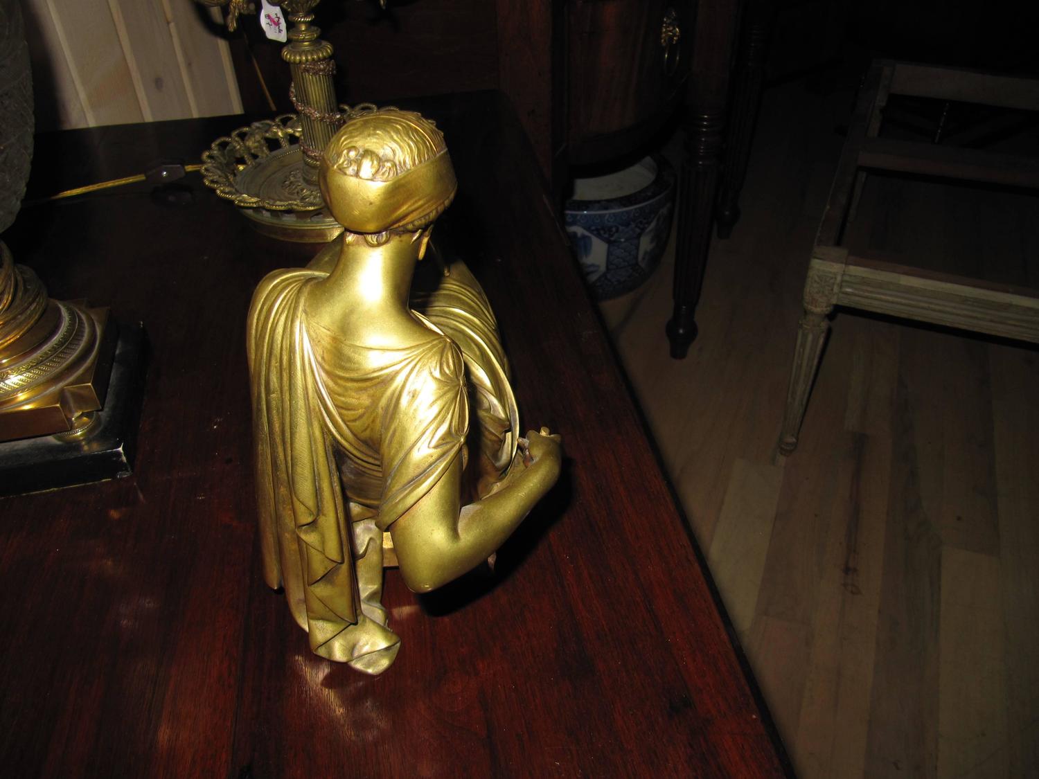 Spectacular Gilt Bronze of Reclining Roman Woman, Beautiful Gilt Finish ...