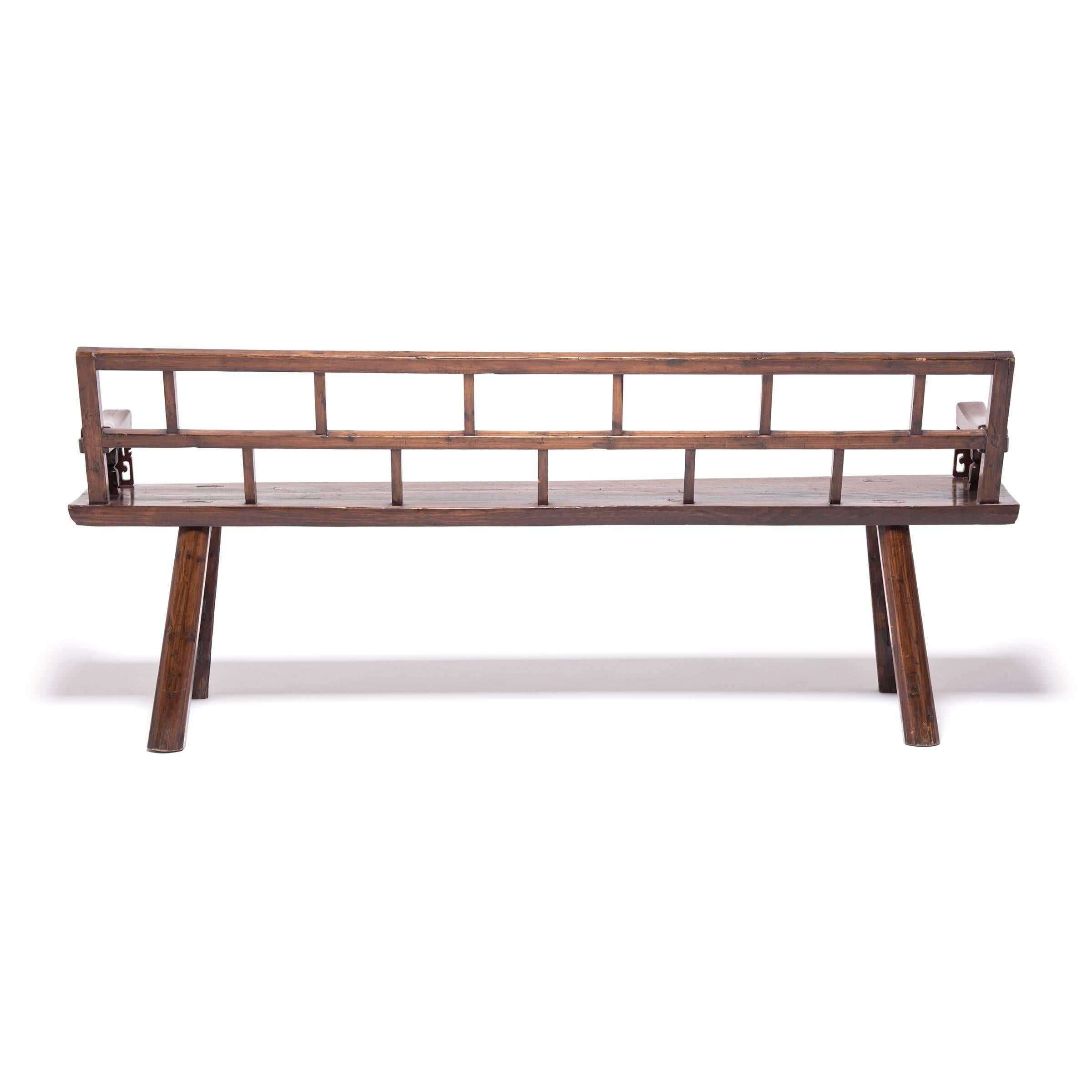 Chinese Staggered Ladder Back Bench at 1stDibs