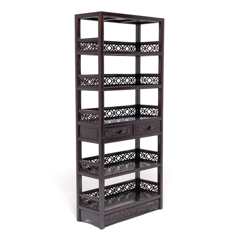 Pair of Chinese Fine Scholar's Scroll Shelves For Sale at 1stDibs