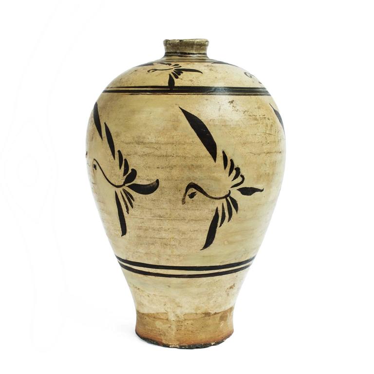 19th Century Chinese Meiping Cizhou Vase with Birds at 1stDibs
