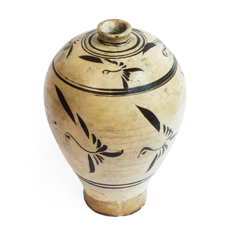 19th Century Chinese Meiping Cizhou Vase with Birds at 1stDibs