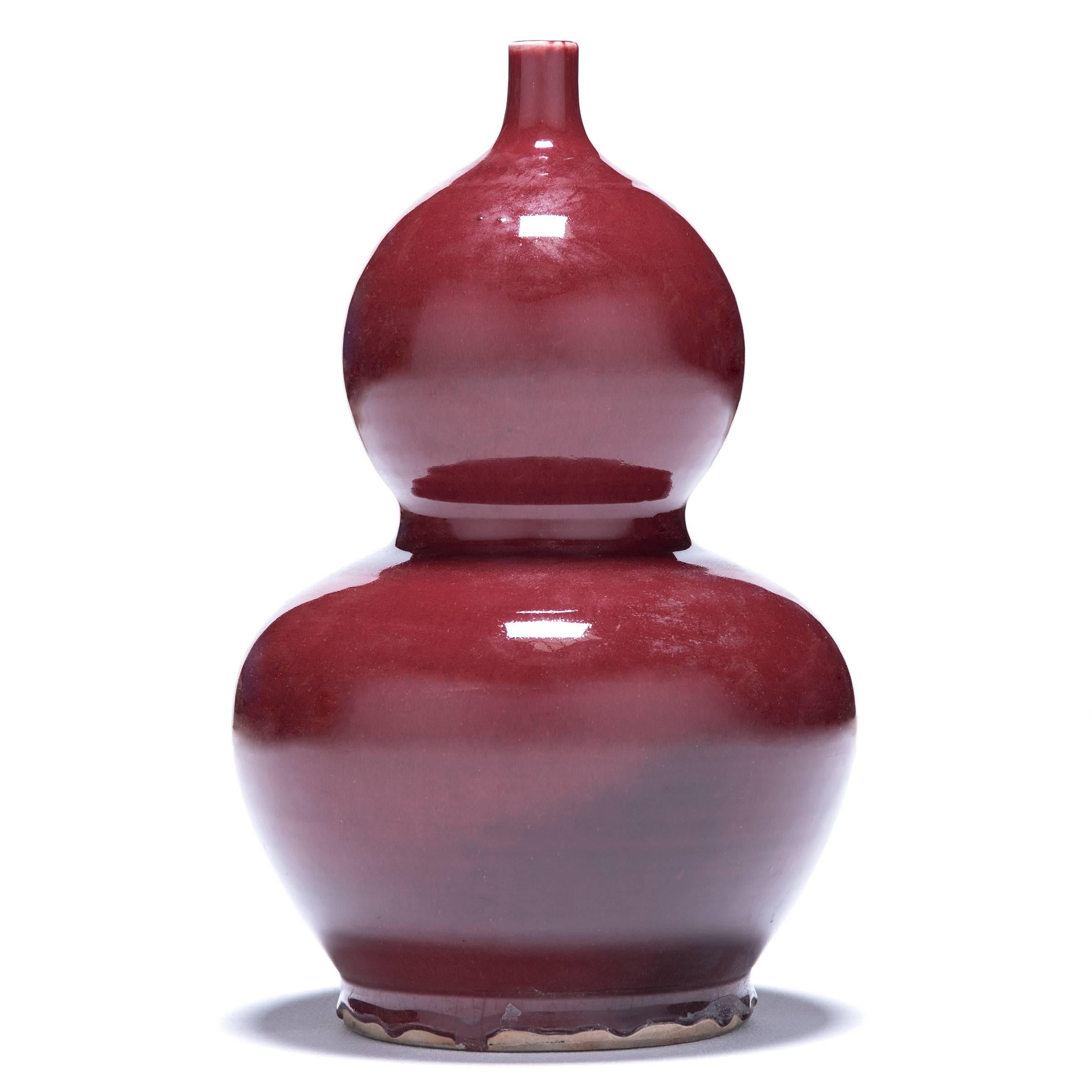 Pair of Double Gourd Sang de Boeuf Vases at 1stDibs